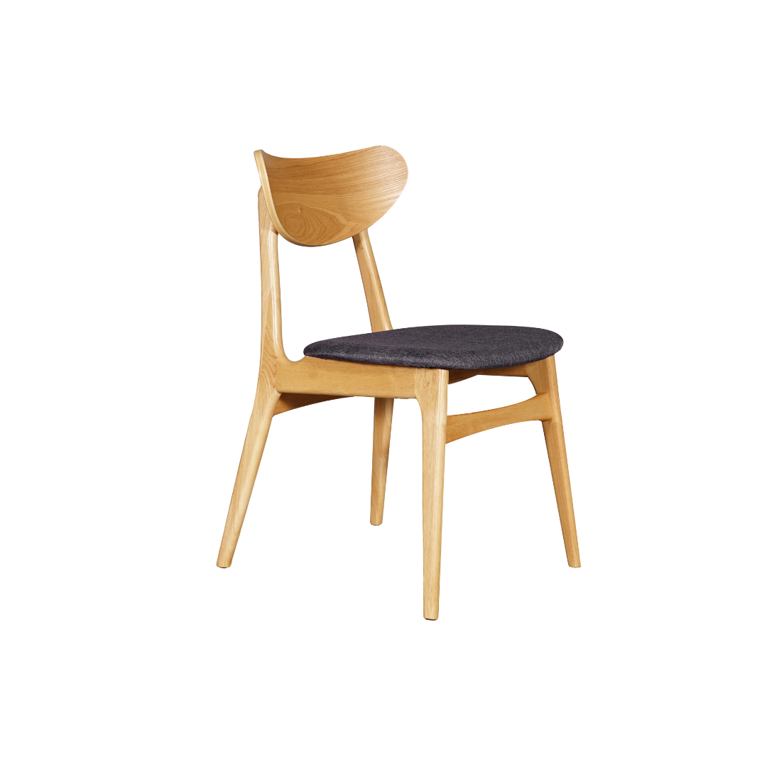 Helsinki Dining Chair - Natural / Espresso Fabric Seat — Tilley's Furniture