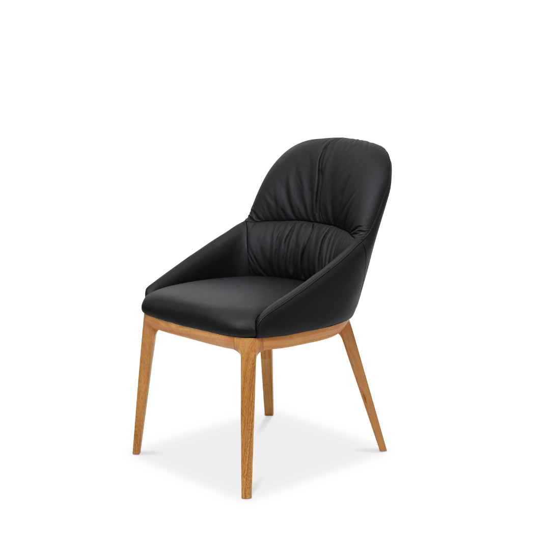 Luca Dining Chair Leather Black 500 / Timber Leg HS131 — Tilley's Furniture